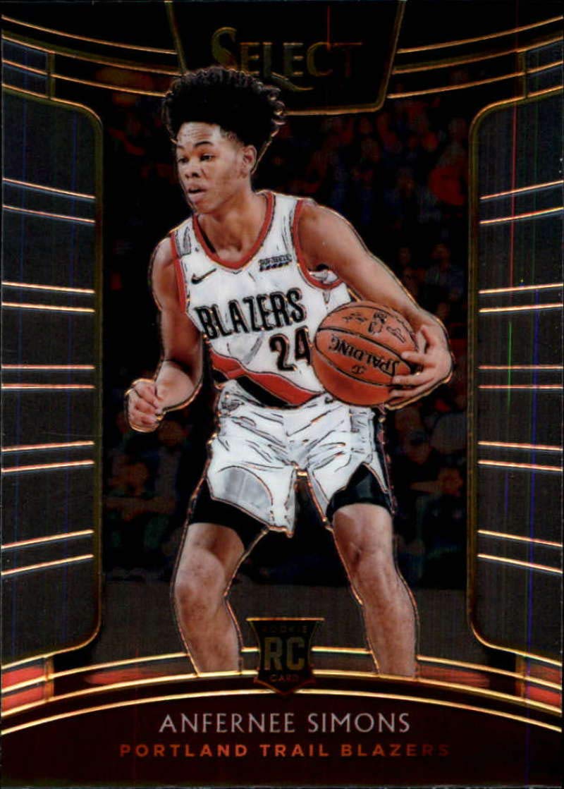 2018-19 Select Basketball #39 Anfernee Simons Portland Trail Blazers Concourse RC Rookie Official NBA Trading Card (made by Panini, Scan streaks are not on card)