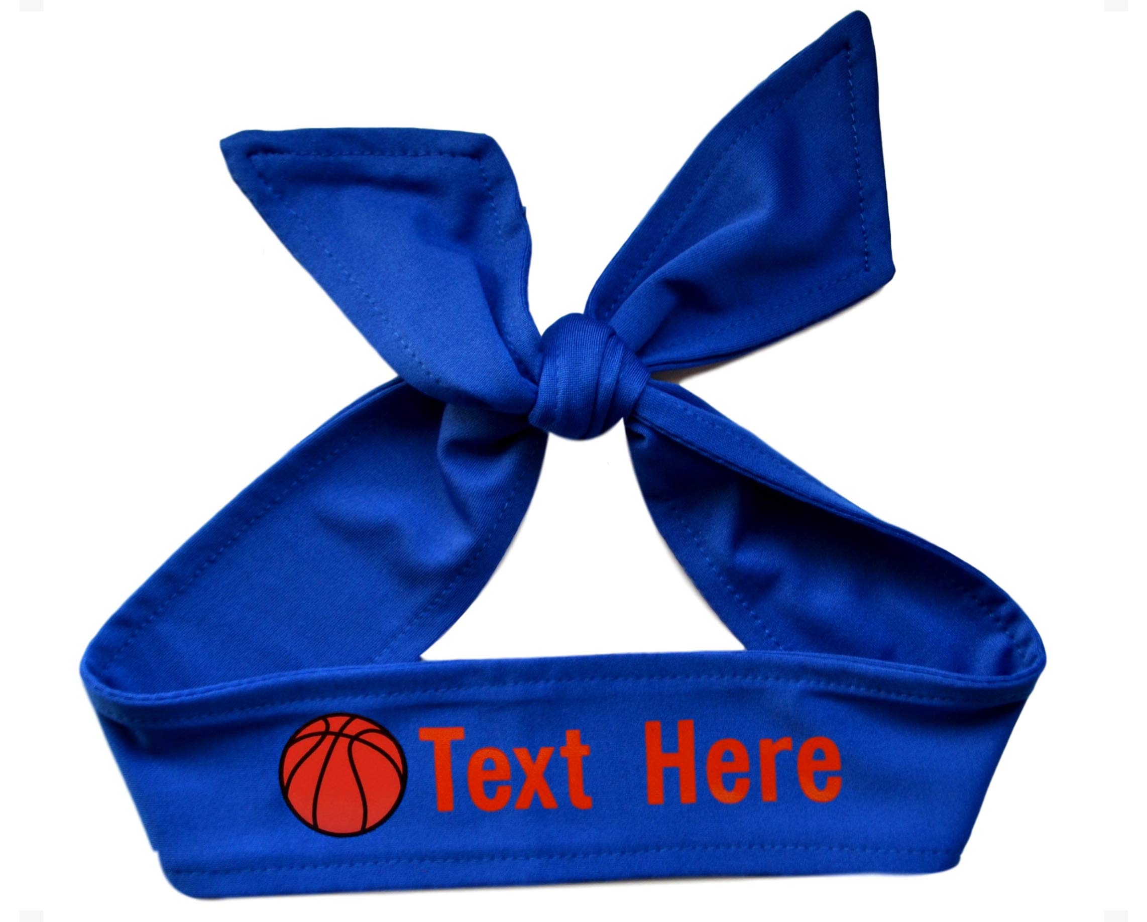 Funny Girl Designs Basketball Player Tie Back Headband with VINYL Text and Ball Customizable with Your Choice of Colors & Text - Team Gift (ROYAL BLUE TIE BACK)