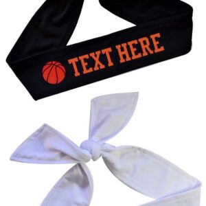 Funny Girl Designs Basketball Player Tie Back Headband with VINYL Text and Ball Customizable with Your Choice of Colors & Text - Team Gift (ROYAL BLUE TIE BACK)