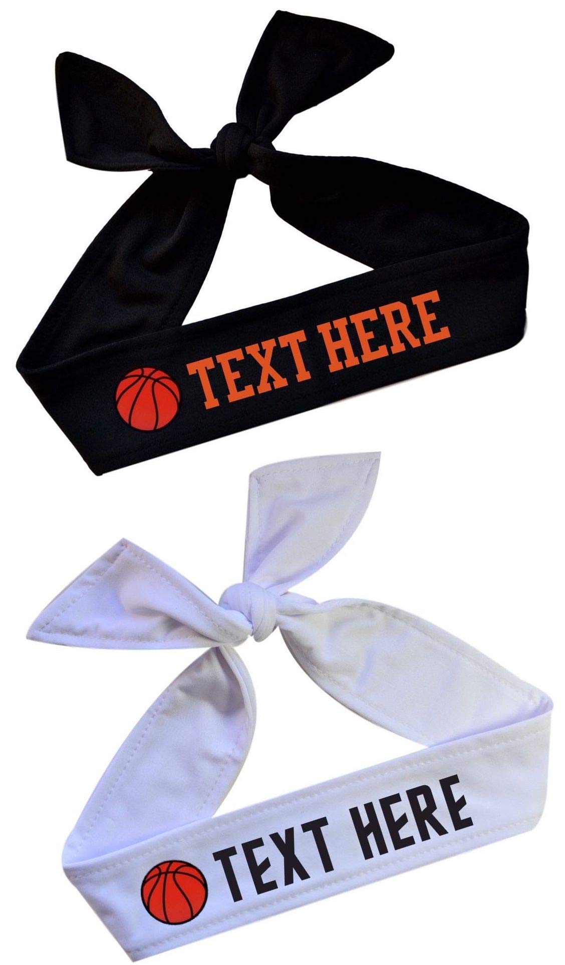 Funny Girl Designs Basketball Player Tie Back Headband with VINYL Text and Ball Customizable with Your Choice of Colors & Text - Team Gift (ROYAL BLUE TIE BACK)