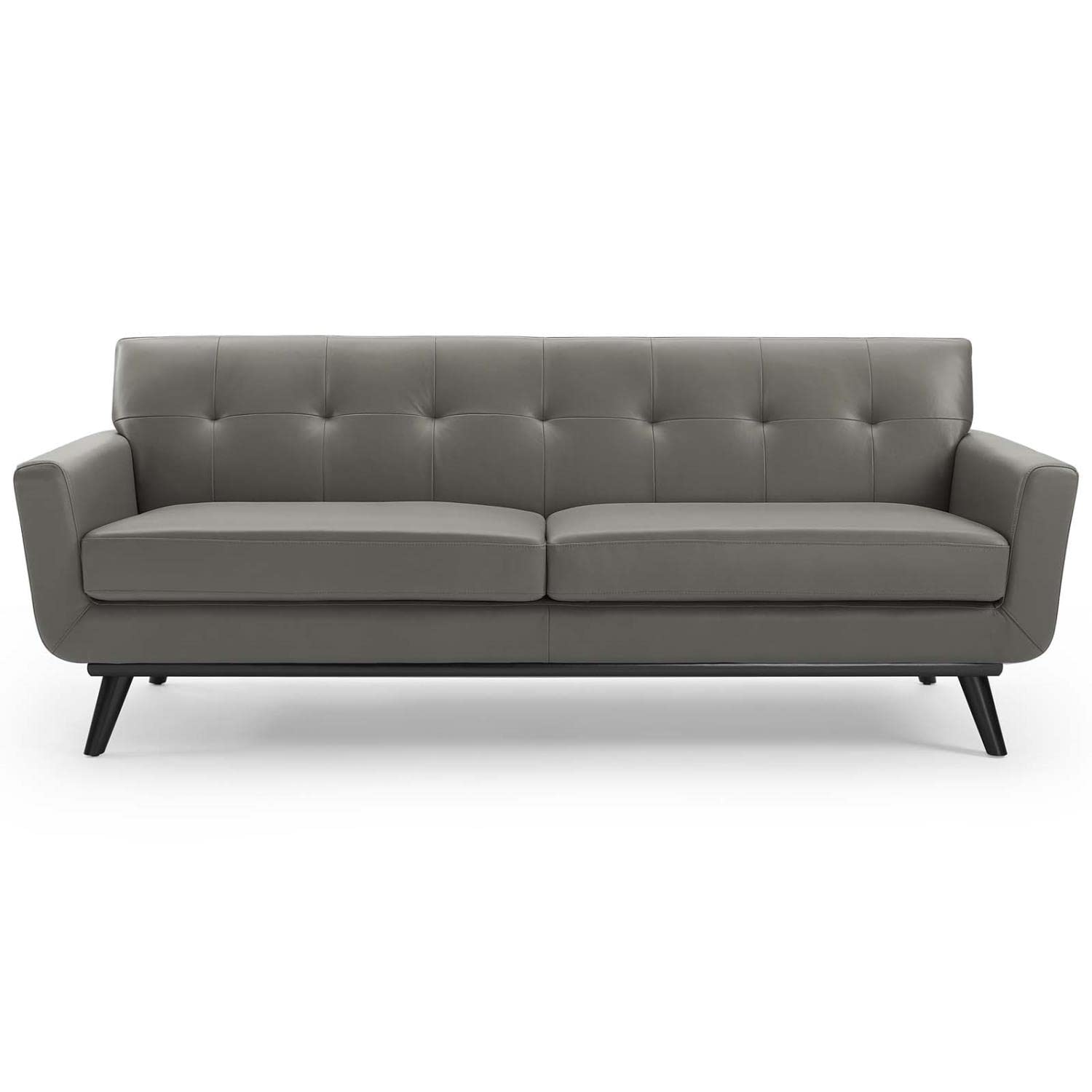 Modway Engage Sofa in Top-Grain Leather Living Room Lounge,Grey