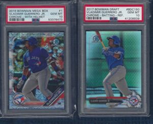 psa 10 vladiminr guerrero jr.bowman chrome & mega box refractor 2 card rookie lot graded psa gem mint 10 superstar