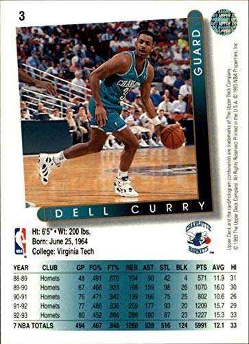 1993-94 Upper Deck #3 Dell Curry Charlotte Hornets NBA Basketball Card NM-MT