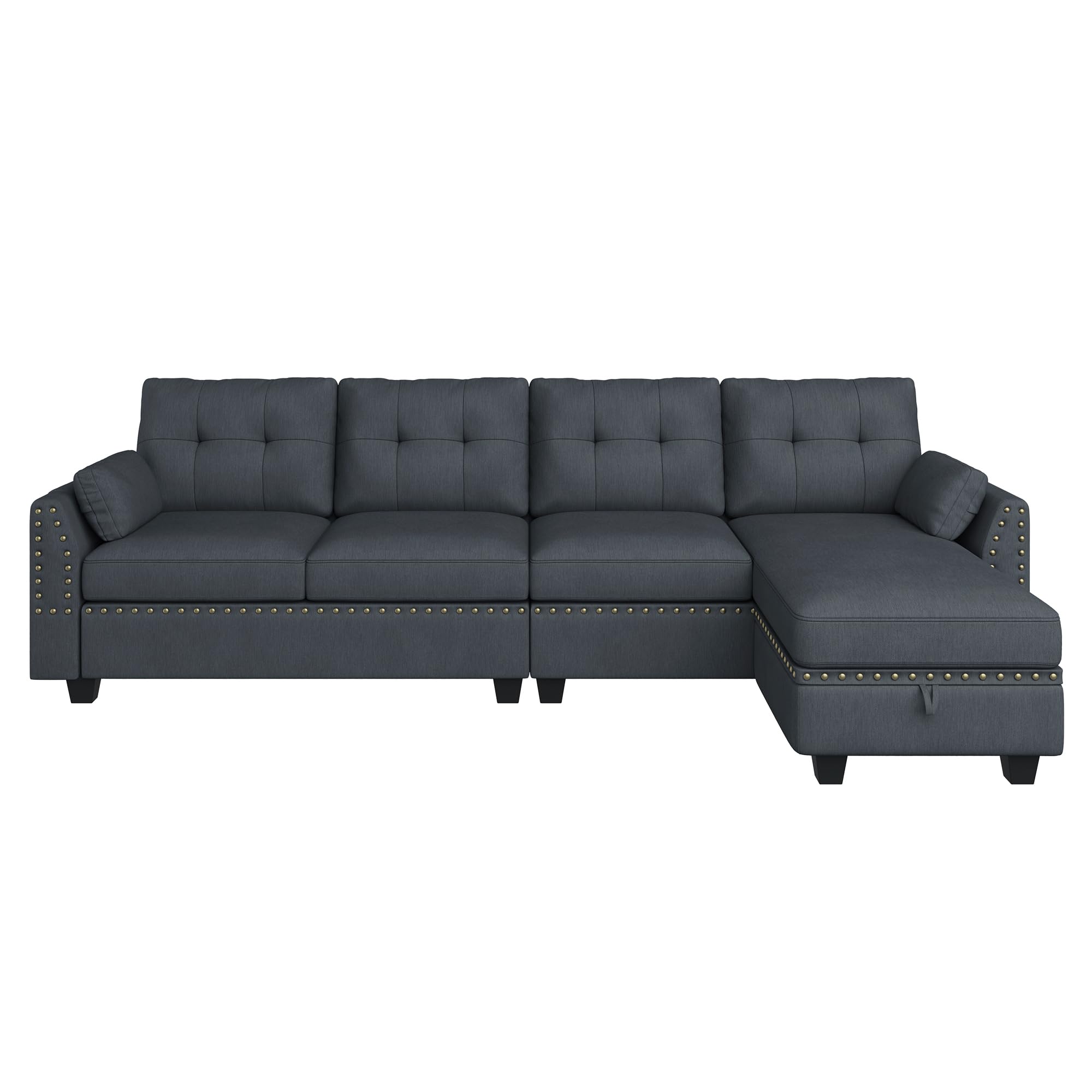 HONBAY Convertible Sectional Sofa L Shaped Couch Reversible Sectional for Small Apartment, Bluish Grey