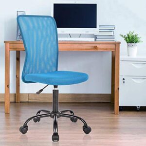 meet perfect office chair, mid back armless ergonomic adjustable rolling swivel back support executive desk chair, computer mesh chair modern task chair with wheels for home and office- blue