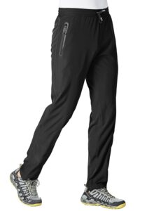 ysento mens track pants quick dry lightweight joggers athletic hiking pants zipper pockets black size xl