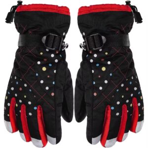 SATINIOR Women Winter Ski Gloves Waterproof Snow Gloves Warm Snowboard Gloves for Cold Outdoor Activities (Black)