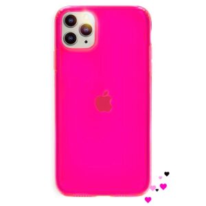 nycprimetech iphone 11 pro max case/slim & soft transparent neon pink cover with bumper edge for iphone 11 pro max/cute flexible & stylish protection // 6.5" (hot pink)