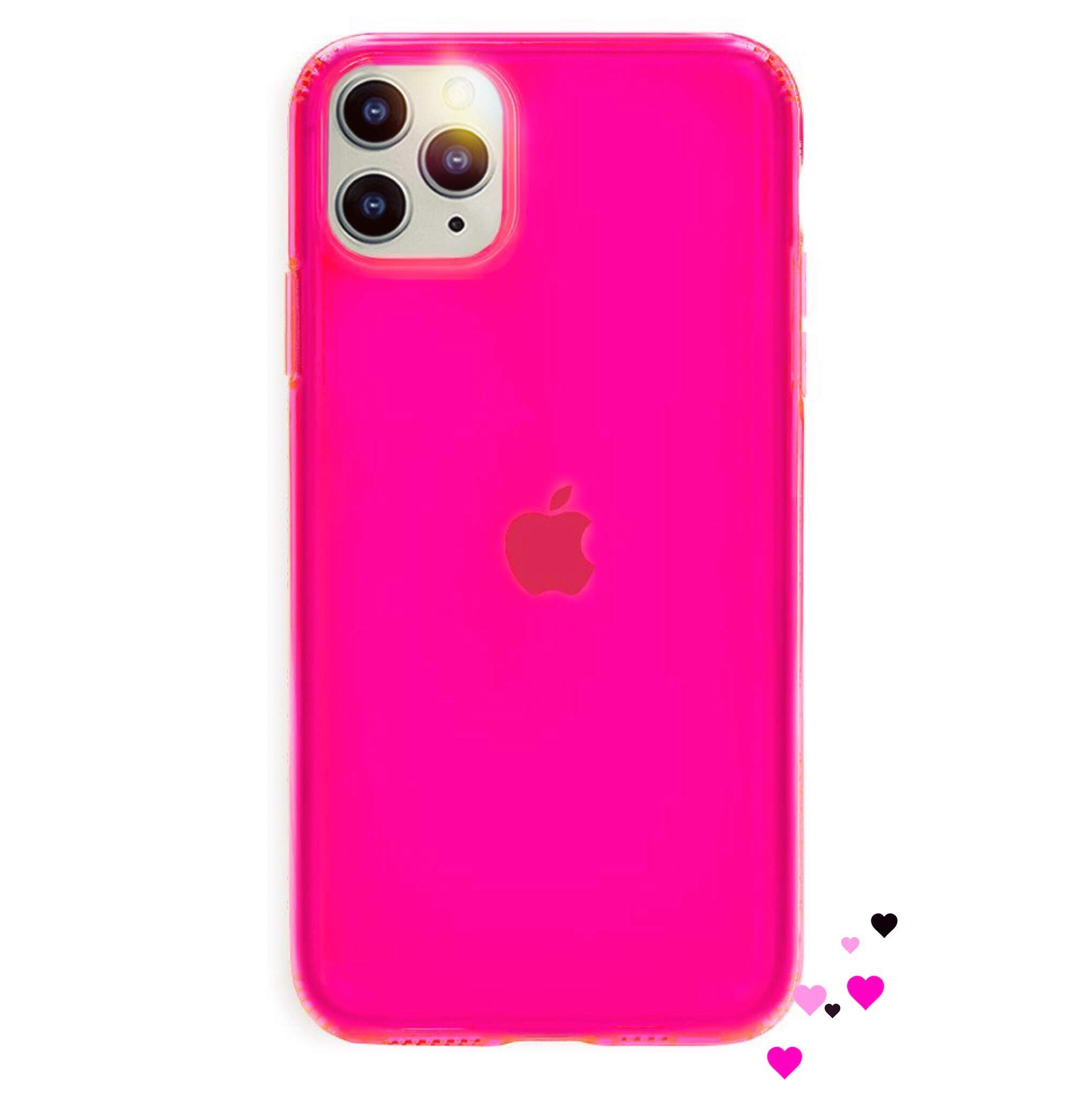 NYCPrimeTech iPhone 11 Pro Max Case/Slim & Soft Transparent Neon Pink Cover with Bumper Edge for iPhone 11 Pro Max/Cute Flexible & Stylish Protection // 6.5" (Hot Pink)