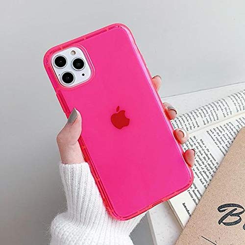 NYCPrimeTech iPhone 11 Pro Max Case/Slim & Soft Transparent Neon Pink Cover with Bumper Edge for iPhone 11 Pro Max/Cute Flexible & Stylish Protection // 6.5" (Hot Pink)