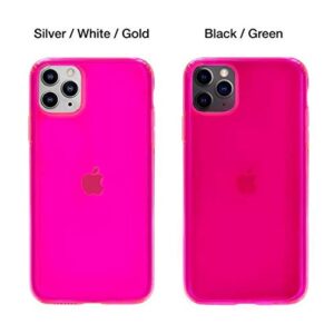 NYCPrimeTech iPhone 11 Pro Max Case/Slim & Soft Transparent Neon Pink Cover with Bumper Edge for iPhone 11 Pro Max/Cute Flexible & Stylish Protection // 6.5" (Hot Pink)