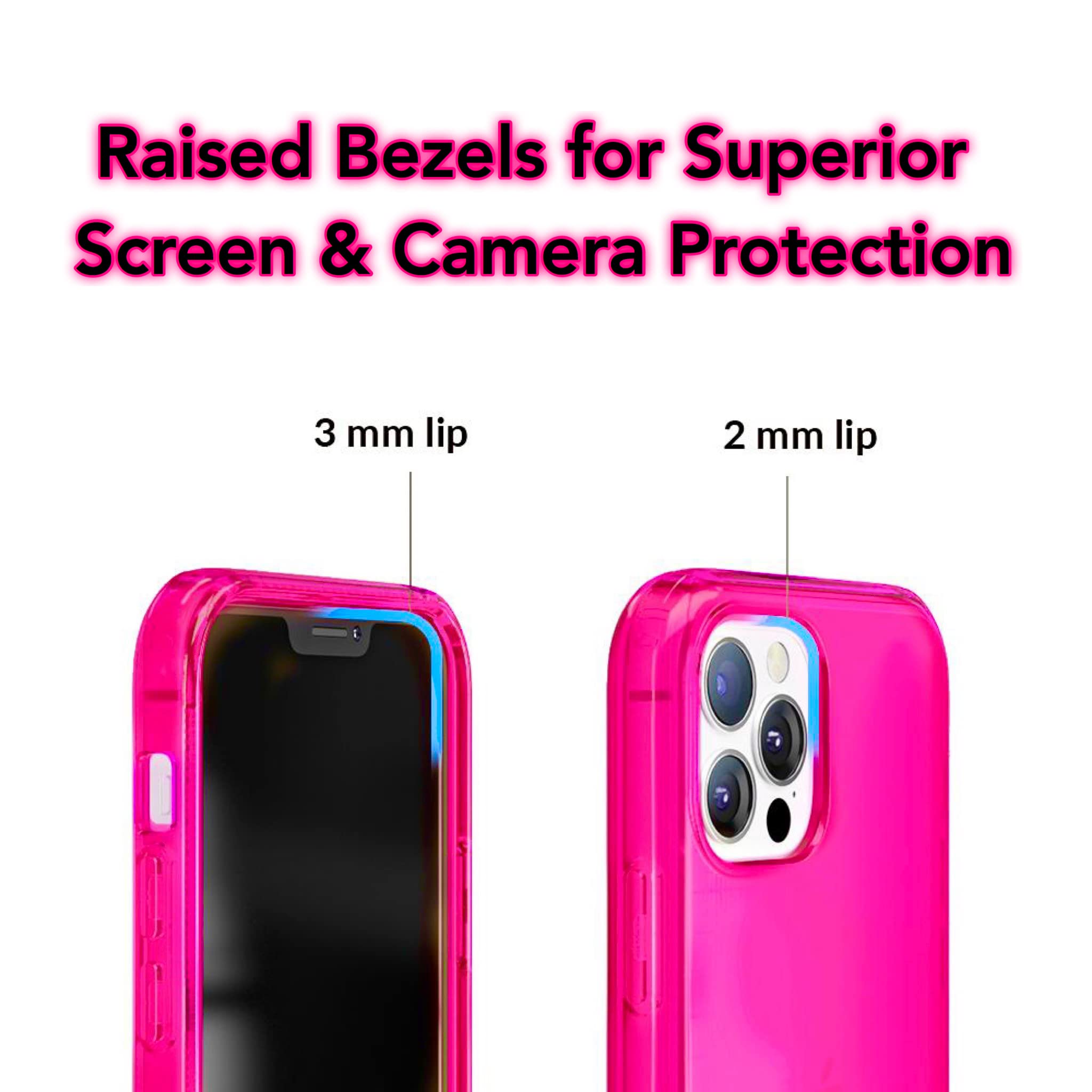 NYCPrimeTech iPhone 11 Pro Max Case/Slim & Soft Transparent Neon Pink Cover with Bumper Edge for iPhone 11 Pro Max/Cute Flexible & Stylish Protection // 6.5" (Hot Pink)