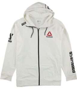 reebok mens chalk white fight night full-zip walkout hoodie cu8045 (small)