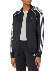 adidas originals womens superstar track primeblue jacket, black/white, large us