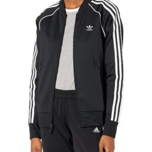 adidas Originals womens Superstar Track Primeblue Jacket, Black/White, Large US