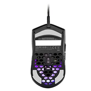 Cooler Master MM711 RGB-LED Lightweight 60g Wired Gaming Mouse - 16000 DPI Optical Sensor, 20 Million Click Omron Switches, Smooth Glide PTFE Feet, and Ambidextrous Honeycomb Shell - Matte Black