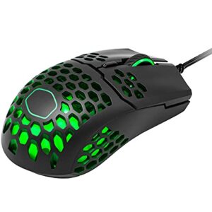 Cooler Master MM711 RGB-LED Lightweight 60g Wired Gaming Mouse - 16000 DPI Optical Sensor, 20 Million Click Omron Switches, Smooth Glide PTFE Feet, and Ambidextrous Honeycomb Shell - Matte Black