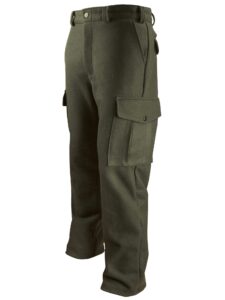 regular and big and tall merino wool hunting and shooting cargo pants to size 52 made in canada (green, 34" waist / 33" length)