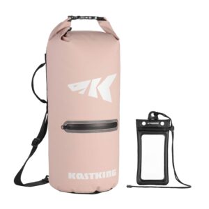 kastking cyclone seal dry bag - best-in-class 100% waterproof bag with phone case front zippered pocket,perfect for beach,fishing, kayaking,boating,hiking,camping,pink,10l