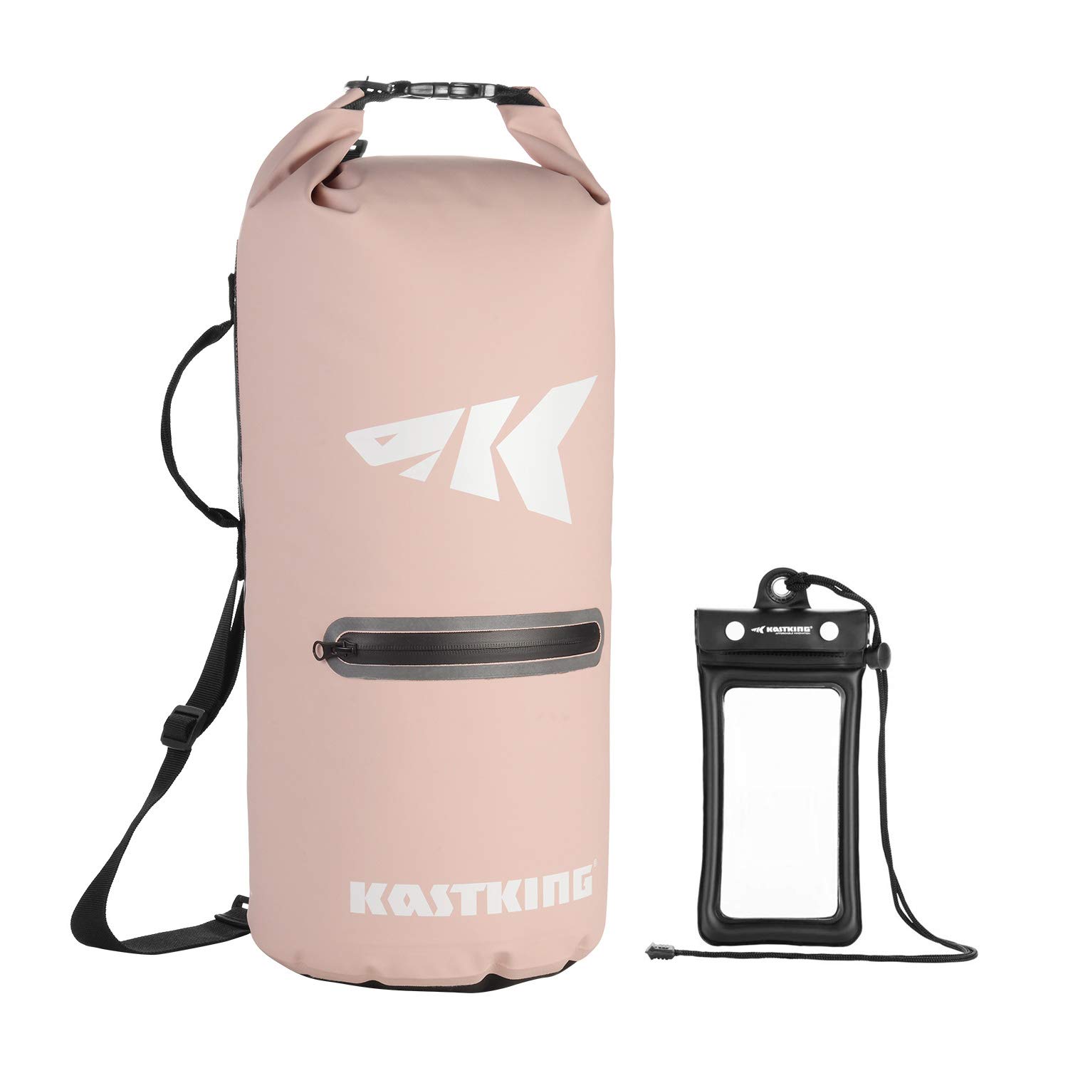 KastKing Cyclone Seal Dry Bag - Best-in-Class 100% Waterproof Bag with Phone Case Front Zippered Pocket,Perfect for Beach,Fishing, Kayaking,Boating,Hiking,Camping,Pink,10L