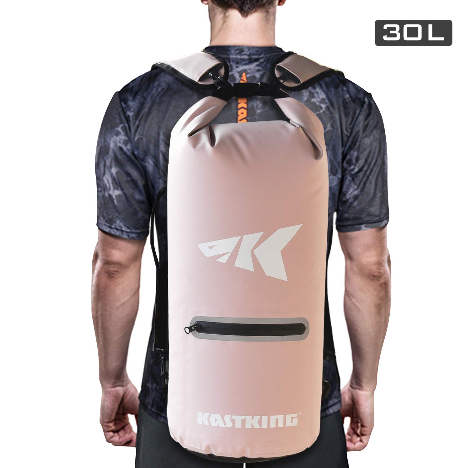 KastKing Cyclone Seal Dry Bag - Best-in-Class 100% Waterproof Bag with Phone Case Front Zippered Pocket,Perfect for Beach,Fishing, Kayaking,Boating,Hiking,Camping,Pink,10L