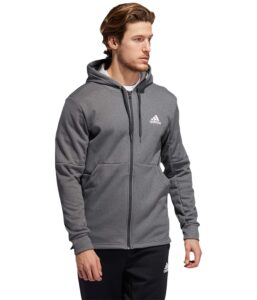 adidas mens game & go full-zip hoodie grey/grey/white small