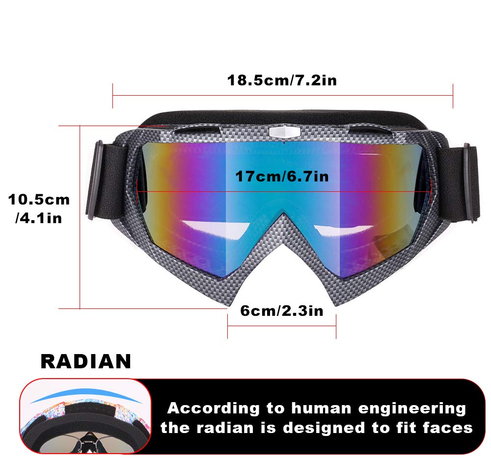 Rngeo Ski Goggles, 2 Pack Motorcycle Goggles Snowboard Glasses Men Women UV Protection Anti-Glare