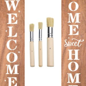 Penta Angel Wooden Stencil Brush Set 3Pcs Natural Bristle Template Paint Brushes for Acrylic Oil Watercolor Art Painting on Wood Wall Paper and Crafts Project DIY