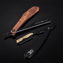 Barber Straight Razor, Professional Barber Straight Edge Razor - Barber Razor Compatible with Straight Razor Blade for Barber by Black Widow (1.5mm) (Wood)