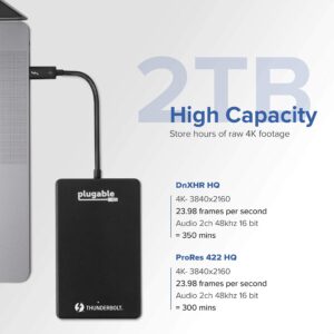 Plugable 2TB Thunderbolt 3 External SSD NVMe Drive (Up to 2400MBs/1800MBs R/W)