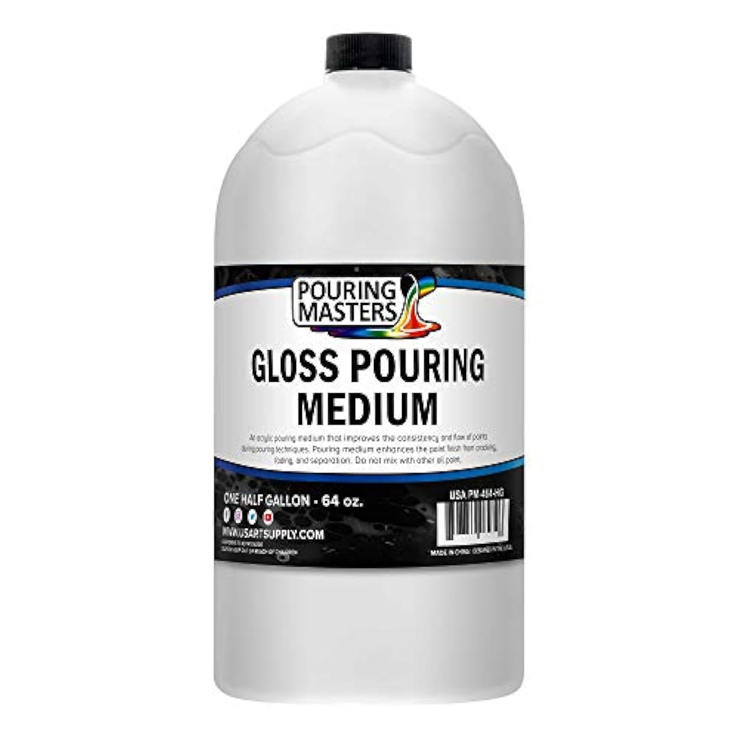 U.S. Art Supply Professional Gloss Pouring Effects Medium, 64 oz. (Half-Gallon) - Improves Flow Consistency, Artist Techniques to Create Cell Effects, Mix with Art Acrylic Paint, Adjusts Viscosity