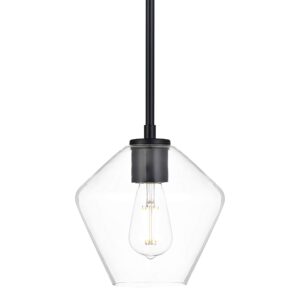 Linea di Liara Macaria Modern Glass Farmhouse Pendant Lighting for Kitchen Island and Over Sink Lighting Fixtures Matte Black Pendant Light Hanging Ceiling Light Angled Clear Glass Shade, UL Listed