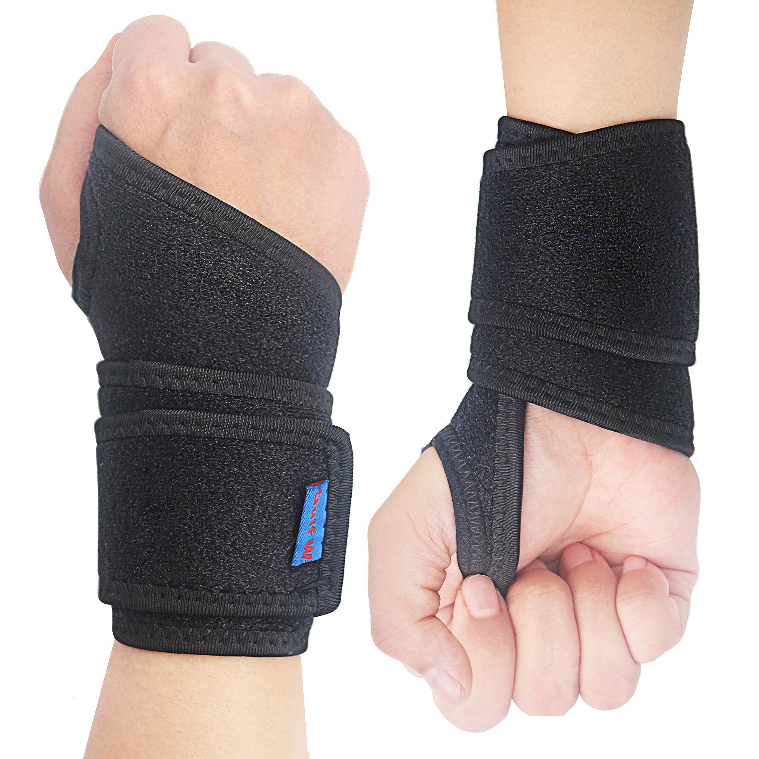 2Pack Version Profession Wrist Support Brace, Adjustable Wrist Strap Reversible Wrist Brace for Sports Protecting/Tendonitis Pain Relief/Carpal Tunnel/Arthritis/Injury Recovery, Right&Left … (Black)