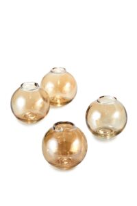 serene spaces living set of 48 amber luster ball glass bud vase, short vases for centerpieces for home decor, events, weddings, measures 3" tall & 2.75" diameter