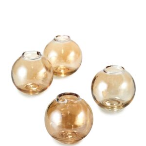 Serene Spaces Living Set of 48 Amber Luster Ball Glass Bud Vase, Short Vases for Centerpieces for Home Decor, Events, Weddings, Measures 3" Tall & 2.75" Diameter