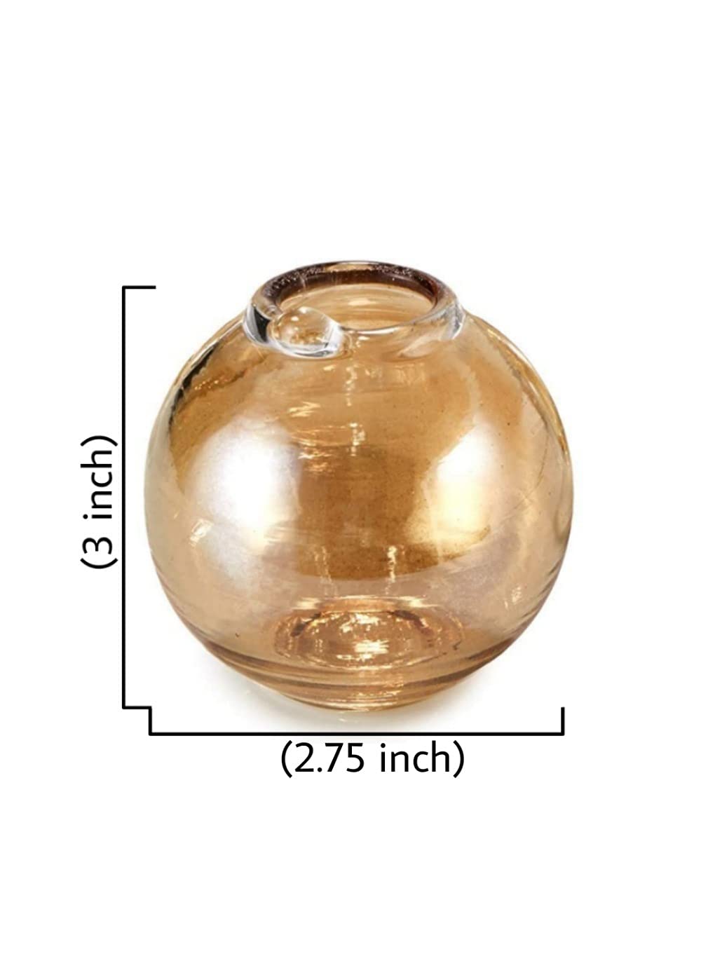 Serene Spaces Living Set of 48 Amber Luster Ball Glass Bud Vase, Short Vases for Centerpieces for Home Decor, Events, Weddings, Measures 3" Tall & 2.75" Diameter