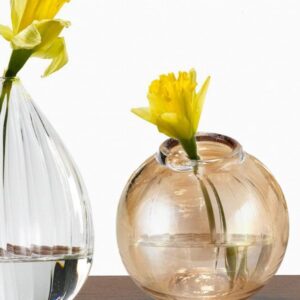 Serene Spaces Living Set of 48 Amber Luster Ball Glass Bud Vase, Short Vases for Centerpieces for Home Decor, Events, Weddings, Measures 3" Tall & 2.75" Diameter