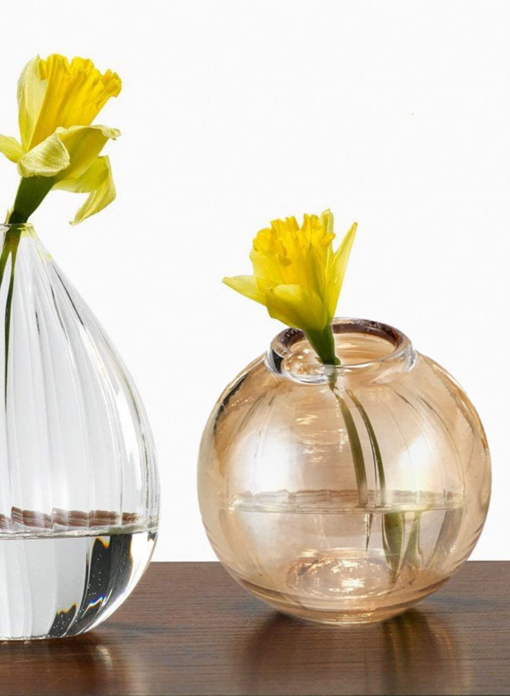 Serene Spaces Living Set of 48 Amber Luster Ball Glass Bud Vase, Short Vases for Centerpieces for Home Decor, Events, Weddings, Measures 3" Tall & 2.75" Diameter