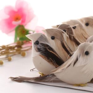 Ewer 36Pcs Artificial Simulation Foam Bird Feathers Bird Cute Mini Sparrow Ornaments DIY Craft for Christmas Tree Wedding Decoration Home Garden Party Accessories, 39inch/10cm