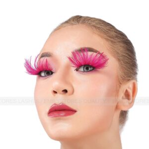 EMILYSTORES Pink Faux-Feather Costume Eye Lashes For Halloween, Dramatic Eyelashes, Party Looking, 1 Pair