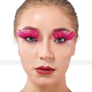 EMILYSTORES Pink Faux-Feather Costume Eye Lashes For Halloween, Dramatic Eyelashes, Party Looking, 1 Pair