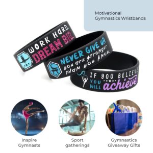 (6-pack) Motivational Gymnastics Wristbands with Inspirational Quotes - Gymnastics Gifts Jewelry Accessories for Gymnasts Team Awards Party Favors - Unisex For Men And Women