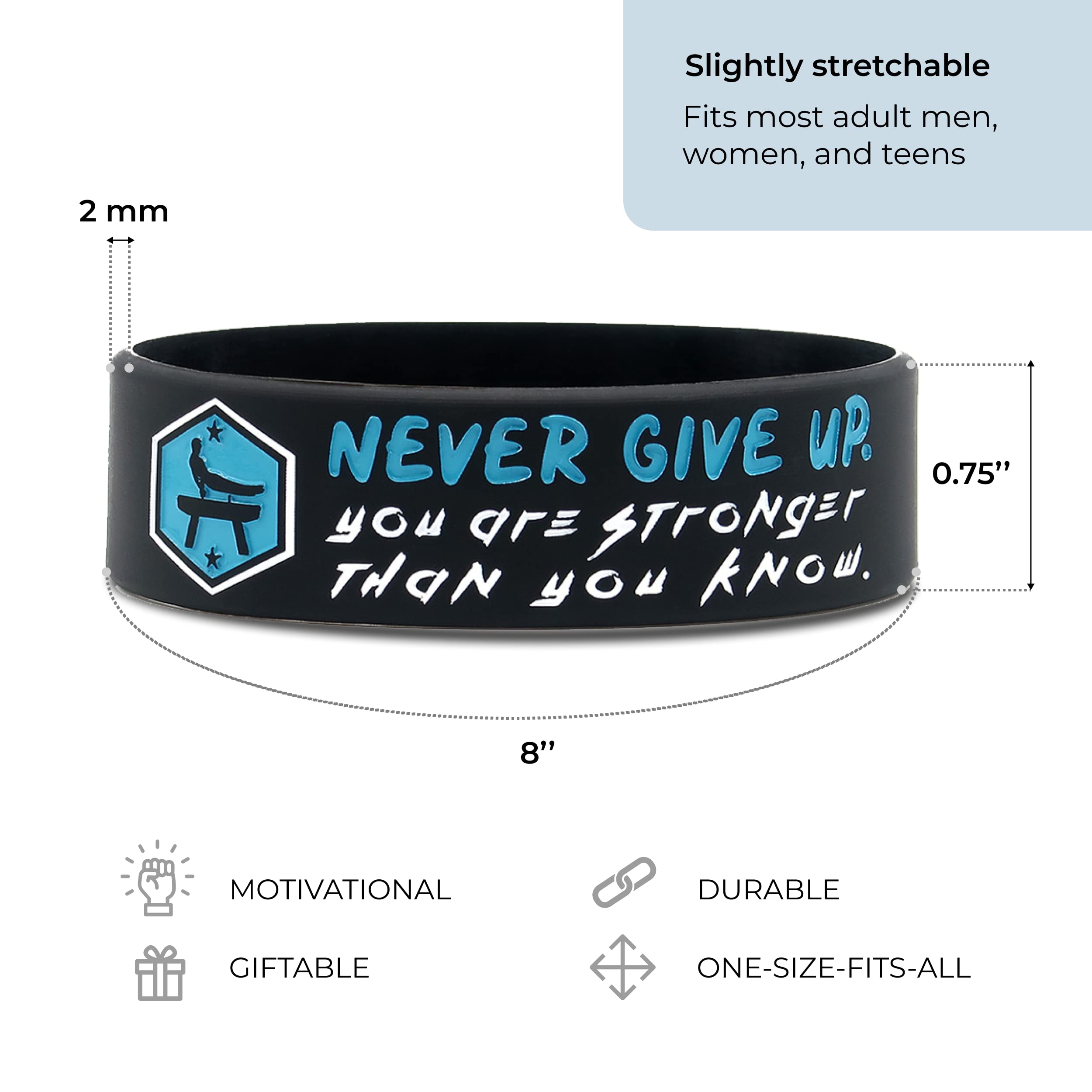 (6-pack) Motivational Gymnastics Wristbands with Inspirational Quotes - Gymnastics Gifts Jewelry Accessories for Gymnasts Team Awards Party Favors - Unisex For Men And Women