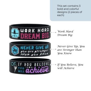 (6-pack) Motivational Gymnastics Wristbands with Inspirational Quotes - Gymnastics Gifts Jewelry Accessories for Gymnasts Team Awards Party Favors - Unisex For Men And Women