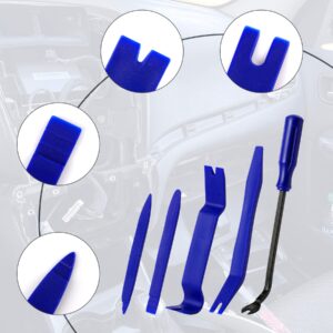 LivTee 5 pcs Auto Trim Removal Tool Kit, No Scratch Plastic Pry Tool Kit - Interior Door Panel Clip Fastener Removal Set for Vehicle Dash Radio Audio Installer (Blue)