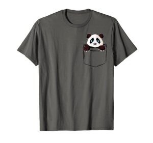 cute pocket panda bear lover dad mom funny kidding t-shirt