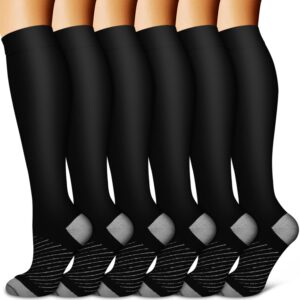 blueenjoy copper compression socks for women & men (6 pairs) - best support for nurses, running, hiking, recovery