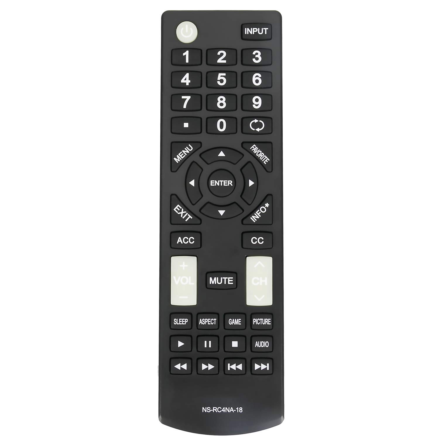 New NS-RC4NA-18 Replace Remote fit for Insignia LED HDTV NS-50D510NA17 NS-32D311NA17 NS-39D310NA17 NS-32D220NA18 NS-22D420NA18 NS-40D420NA18 NS-43D420NA18 NS-49D420NA18 NS-55D420NA18 NS-19D310NA19