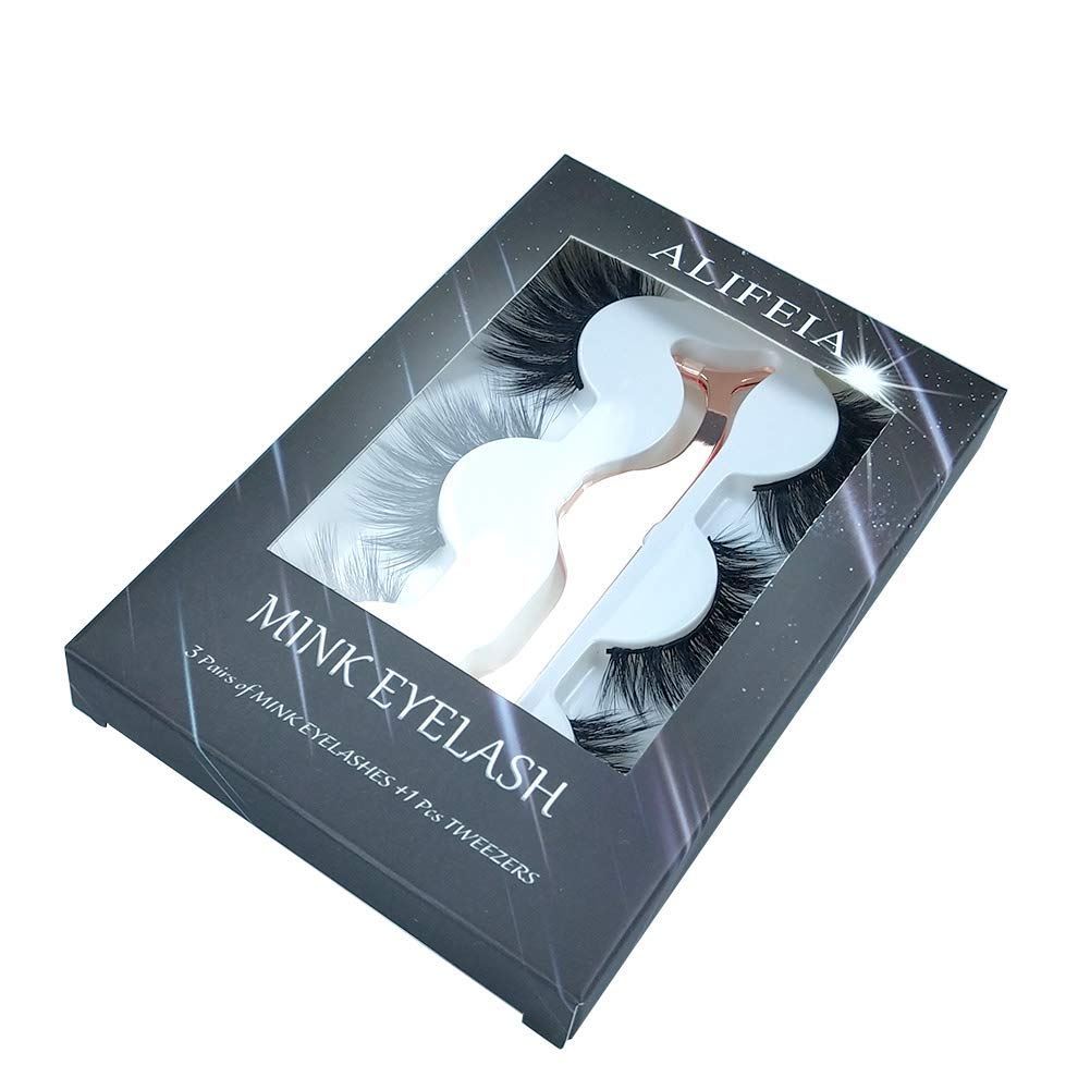 3 Styles False Eyelashes Synthetic Fiber Material 3D Mink Lashes 100% Handmade Natural Fluffy Long Soft Reusable Fake Eyelashes with Eyelash Applicator (3 Pairs)