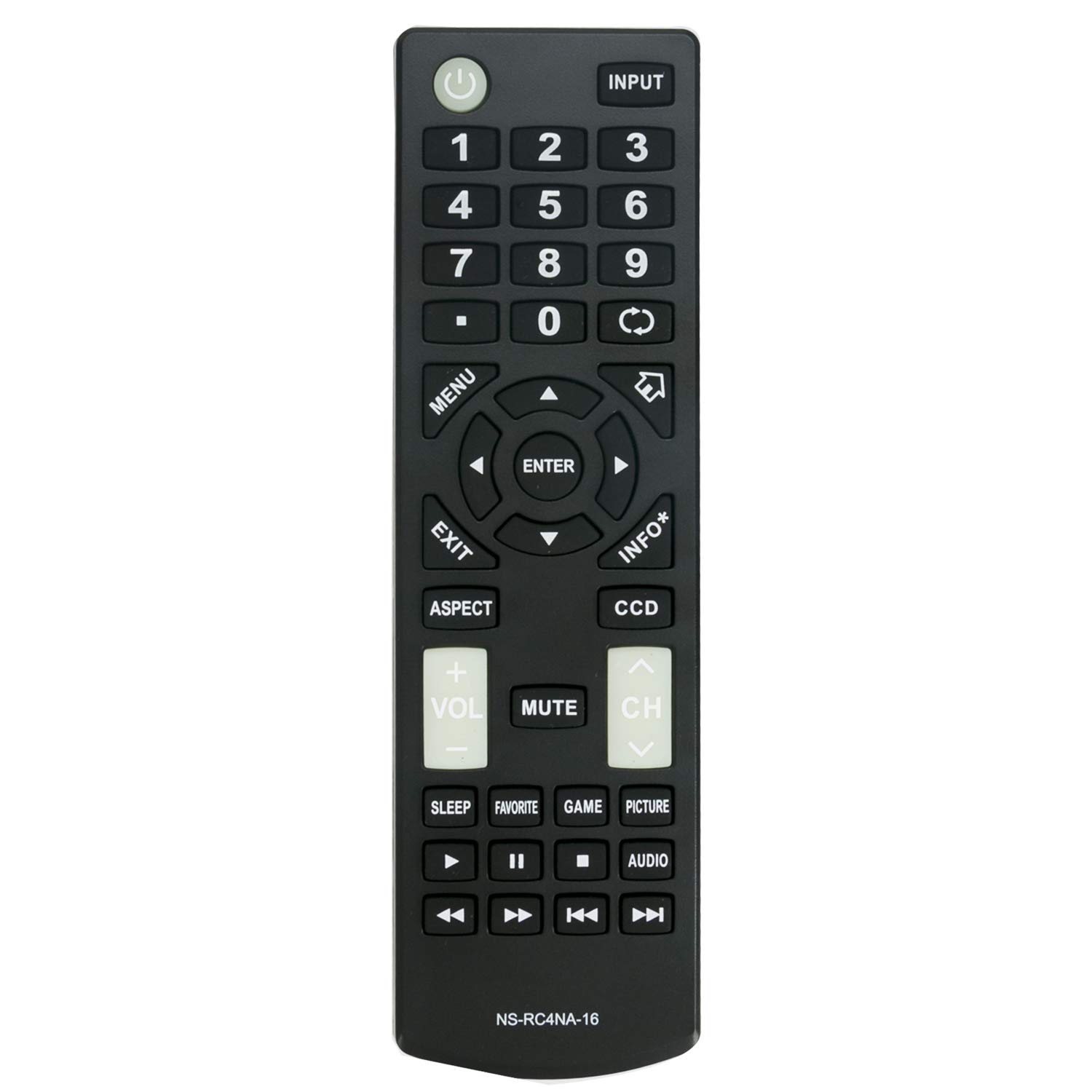 New NS-RC4NA-16 NSRC4NA16 Replacement Remote Control Compatible with Most Insignia TVs with a Model Number Ending in 10A, A11, A12, A13, A14, A15, A16, A17 or A18